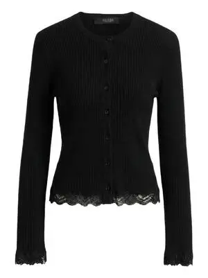 GUCCI Gucci Fine Matte Viscose Rib Cardigan With Lace Detail