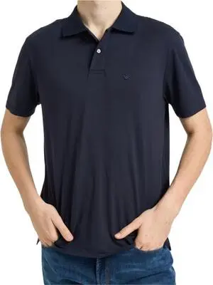 Emporio Armani Logo Embroidered Polo Shirt - Blue