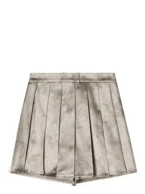 Emporio Armani Pleated Mini Skirt With Jacquard Camo Flower Motif - Grey