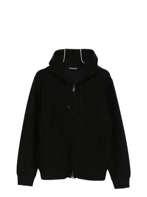 Emporio Armani Full Zip Hoodie With Drawstring Hood - Black