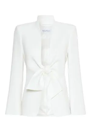 Max Mara Long Sleeve Tailored Blazer With Tie Detail - White