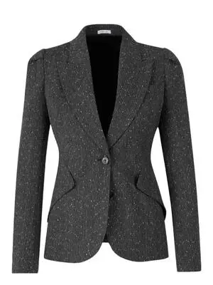 Alexander McQueen Single Breasted Glittered Blazer - Black