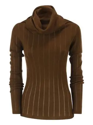 Max Mara Long-sleeved Knitwear With High Neck - Brown