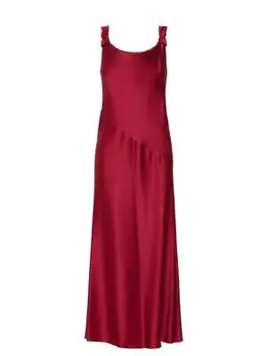 Max Mara Sleeveless Maxi Dress With Draped Neckline - Red