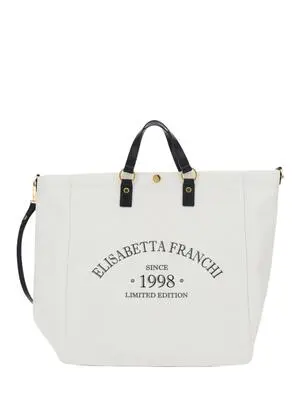 Elisabetta Franchi Logo Printed Tote Bag - White