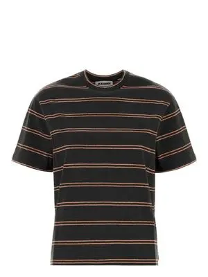 JIL SANDER Striped Embroidered T-shirt - Black