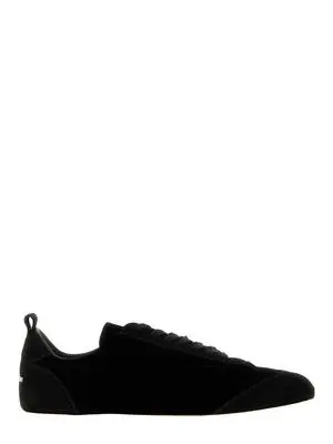 JIL SANDER Round Toe Lace-up Flat Sole Sneakers - Black