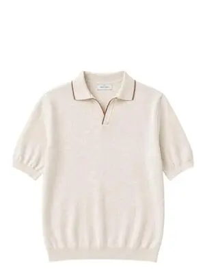 GRAN SASSO Short-sleeved V-neck Polo Shirt - Beige