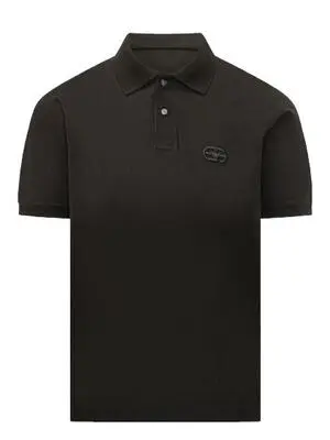 Emporio Armani Logo Embroidered Short-sleeved Polo Shirt - Black