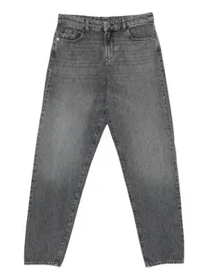 Emporio Armani Faded Wash Logo Plaque Jeans - Grey