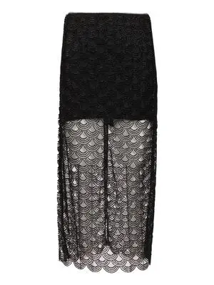 ROTATE BY BIRGER CHRISTENSEN Sequin Embellished Scalloped Hem Midi Skirt - Black