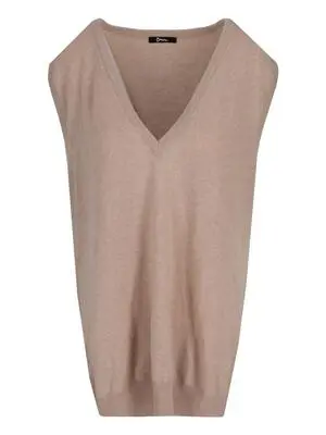 Lela Rose V-neck Knit Vest - Nude