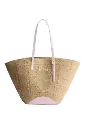 DIOR Dior Raffia-Effect Cannage Medium Blooming Bag