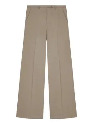 EMPORIO ARMANI Emporio Armani Flat-Front Wide-Leg Trousers In Brushed Stretch Cotton