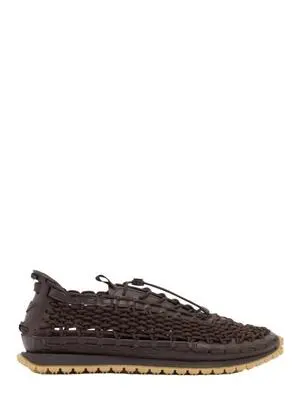 Emporio Armani Woven Toggle-fastening Sneakers - Brown