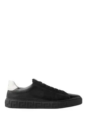Versace Greca Leather Low Top Sneakers - Black