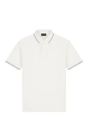 Emporio Armani Contrast-trim Buttoned Polo Shirt - White