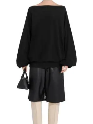 MAISON MARGIELA Oversized Off-shoulder Long Sleeve Top - Black