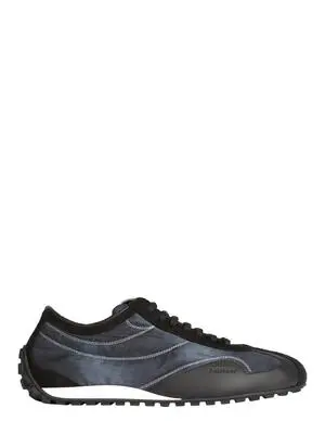 Balmain Racing Low Trainers In Nylon And Leather - Black