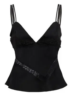 MSGM Lace Satin Camisole - Black
