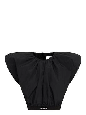 MSGM MSGM Logo Elastic Hem Cropped Top Black