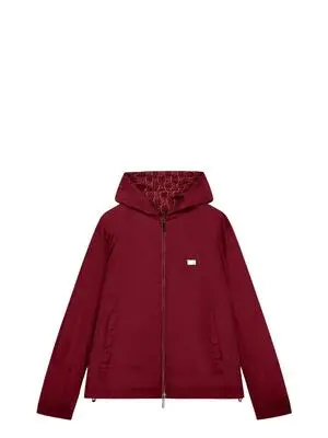 Emporio Armani Hooded Blouson Jacket With All-over Print Lining - Red