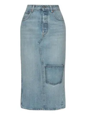 MAISON MARGIELA Logo Patch Denim Skirt - Gray