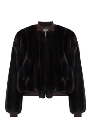 MAISON MARGIELA Furry Bomber Jacket - Brown