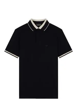 Emporio Armani Logo-embroidered Polo Shirt - Black