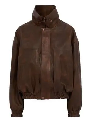 Magda Butrym Leather Bomber Jacket - Black