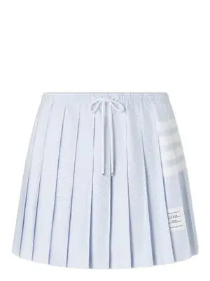 Thom Browne Thom Browne Pleated Mini Skirt With Drawstring And Signature Detailing Light Blue