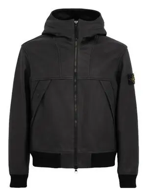 STONE ISLAND Stone Island Leather Zip-Up Hooded Jacket