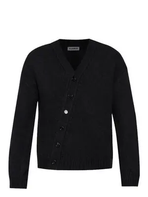 JIL SANDER V-neck Diagonal Button Cardigan - Black