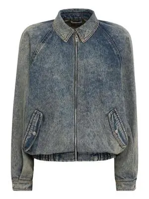 Magda Butrym Distressed Denim Zip-up Jacket - Gray