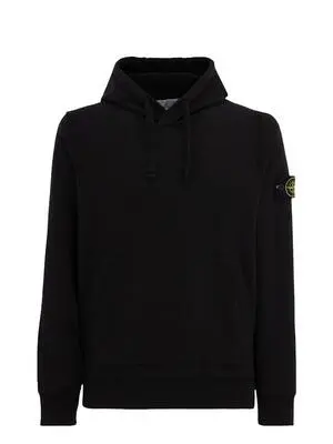 Stone Island Logo Cotton Hoodie - Black