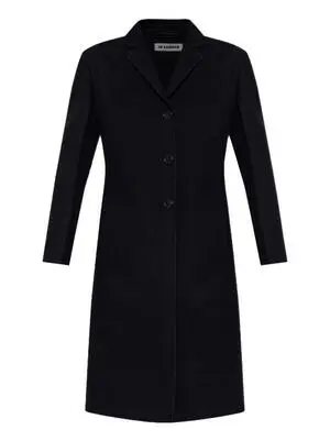 JIL SANDER Single-breasted V-neck Coat - Black