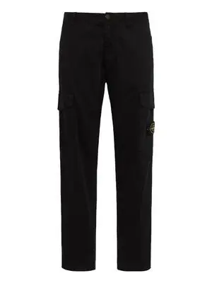 Stone Island Logo Cotton Cargo Pants - Black