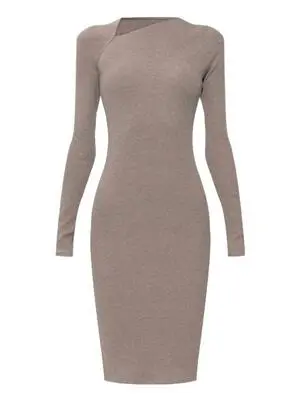 MAISON MARGIELA Asymmetrical Neckline Long Sleeve Dress - Gray