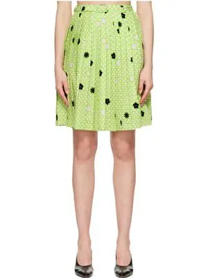MAISON MARGIELA Floral Print Pleated Skirt - Green