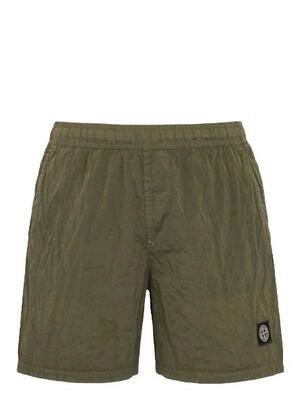 Stone Island Logo Nylon Shorts - Green