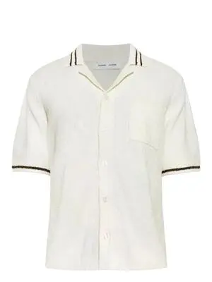 SAMSOE SAMSOE Sapedro Striped-trim Bouclé Shirt - Neutrals
