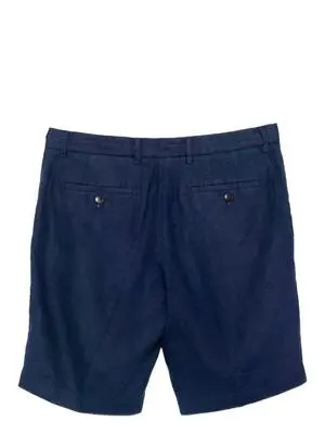 HACKETT LONDON Slub Texture Drawstring Waist Shorts - Blue