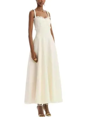 Oscar De La Renta Slub Wool Tweed Midi Dress - Neutrals