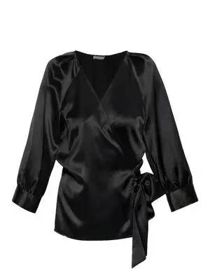 BY MALENE BIRGER Satin-effect Wrap Blouse - Black