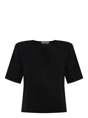BY MALENE BIRGER Padded Shoulder Knit Top - Black