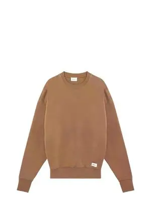 Saint Laurent Logo Patch V-neck Sweatshirt - Brown