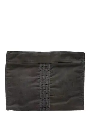 Hermès Canvas Herline Clutch Bag - Grey