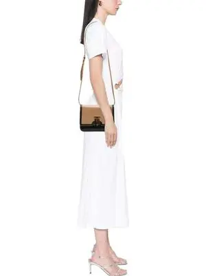 Burberry Small Bicolor Smooth Calfskin Tb Crossbody Bag - Brown