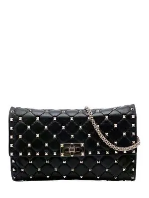 Valentino Garavani Rockstud Spike Wallet On Chain Crossbody Bag - Black