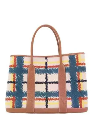 Hermès 2024 Toile And Negonda Tartan Cross Garden Party 36 Tote Bag - Neutrals